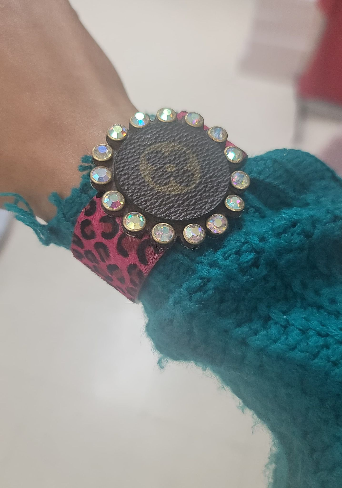 Cheetah Print Upcycled LV Bracelet | Jackie's Uniquely U Boutique, LLC